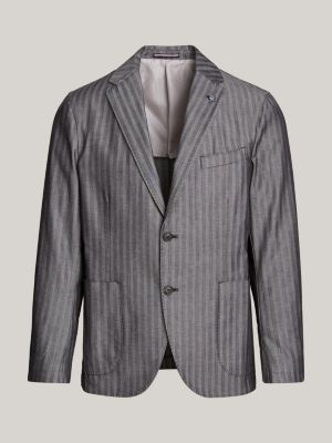 Slim Fit Gestreept Pak Van Gewassen Jersey Grijs Tommy Hilfiger