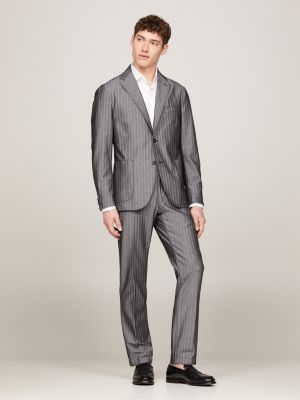 Slim fit gestreept pak van gewassen jersey | Grijs | Tommy Hilfiger