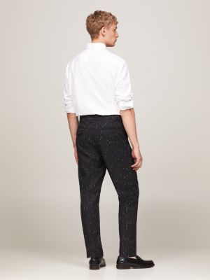 Regular Broek Met Krijtstreep Zwart Tommy Hilfiger