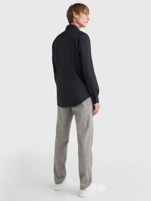 Slim Fit Hemd Mit Stretch Schwarz Tommy Hilfiger