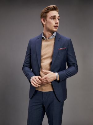 Regular Fit Anzug Aus Stretch Schurwolle Blau Tommy Hilfiger
