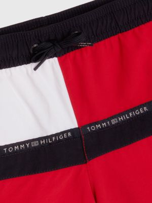 Hilfiger Flag Mid Length Swim Shorts Red Tommy Hilfiger