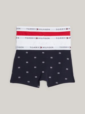 3 Pack Signature Print Logo Waistband Trunks Blue Tommy Hilfiger
