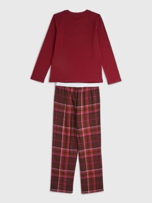 Long Sleeve Flannel Pyjama Set Red Tommy Hilfiger