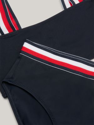 Signature Tape Crop Top Bikini Set Blue Tommy Hilfiger