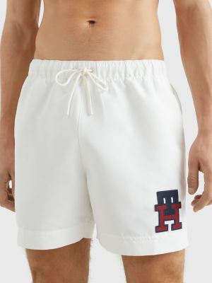 TH Monogram Mid Length Swim Shorts | White | Tommy Hilfiger