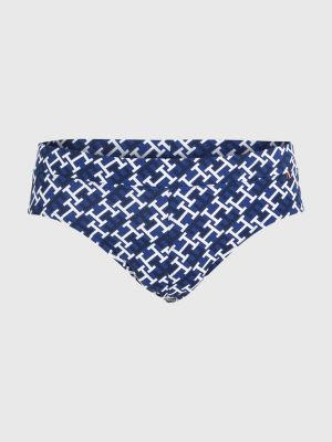 Th Monogram Print Swim Trunks Blue Tommy Hilfiger