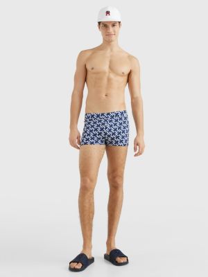 Th Monogram Print Swim Trunks Blue Tommy Hilfiger