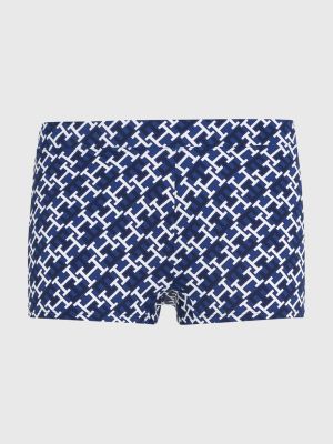 Th Monogram Print Swim Trunks Blue Tommy Hilfiger