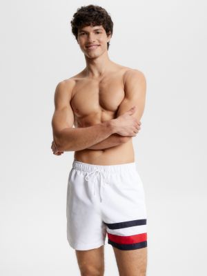 Medium Lange Zwemshort Met Signature Streep Wit Tommy Hilfiger