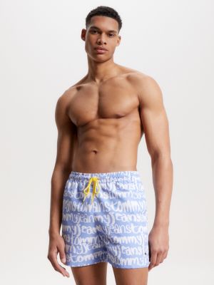 Essential Medium Lange Zwemshort Met Print Wit Tommy Hilfiger