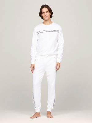 Hilfiger Monotype Lounge Sweatshirt Met Streep Wit Tommy Hilfiger