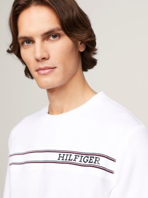 Hilfiger Monotype Lounge Sweatshirt Met Streep Wit Tommy Hilfiger