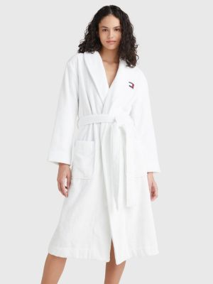 Frottee Bademantel Aus Bio Baumwolle Weiß Tommy Hilfiger