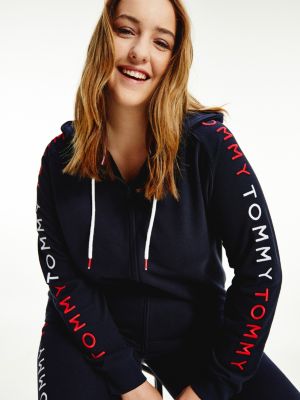 Curve Reißverschluss Hoodie Mit Logomuster Blau Tommy Hilfiger