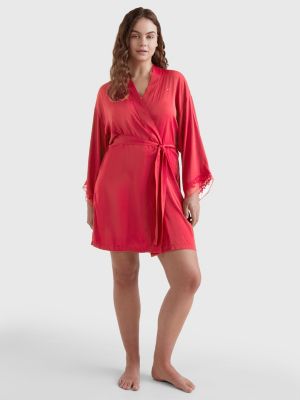 Ditsy Lace Satin Kimono Bathrobe | RED | Tommy Hilfiger