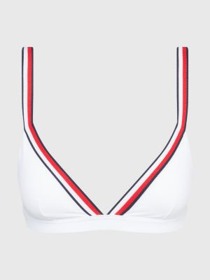 Signature Tape Unpadded Triangle Bikini Top White Tommy Hilfiger