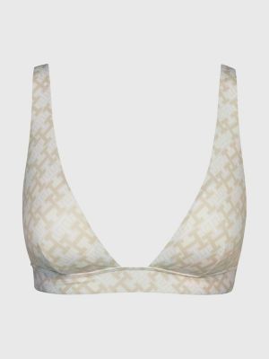 Triangle Monogram Bikini Top White Tommy Hilfiger