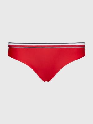 Signature Tape Hipster Cut Bikini Bottoms Red Tommy Hilfiger
