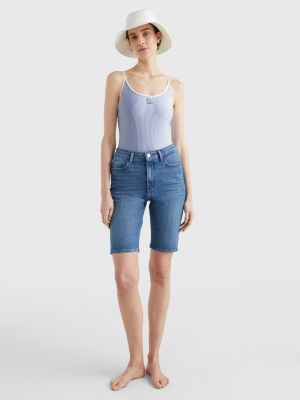 Stripe Seersucker One Piece Swimsuit Blue Tommy Hilfiger