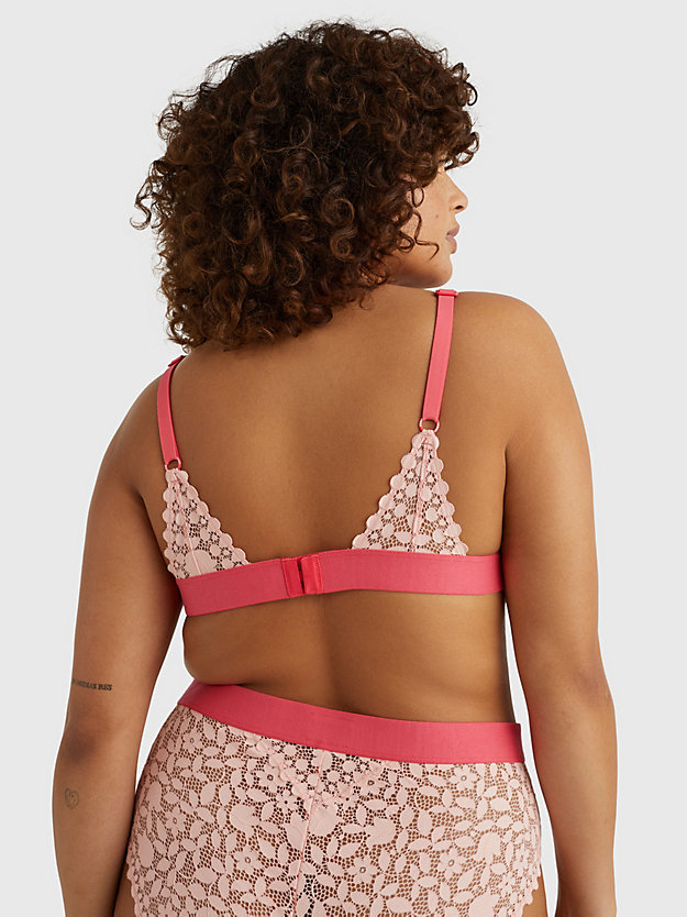 Signature Logo Lace Unlined Triangle Bra | Pink | Tommy Hilfiger Signature Logo Lace Unlined Triangle Bra | Pink | Tommy Hilfiger
