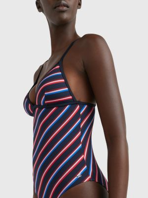 Stripe One Piece Swimsuit Blue Tommy Hilfiger