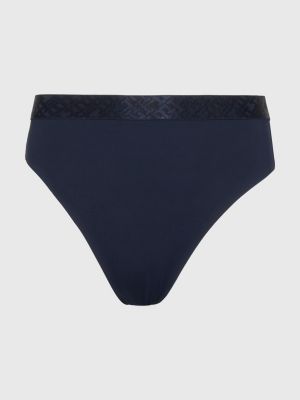 Th Monogram High Rise Bikini Bottoms Blue Tommy Hilfiger
