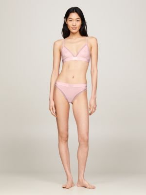 String Mit Spitze Und Logo Taillenbund Rosa Tommy Hilfiger