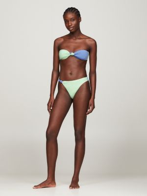 Heritage Colour Blocked Twist Bandeau Bikini Top Blue Tommy Hilfiger