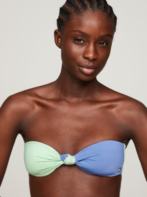 Heritage Colour Blocked Twist Bandeau Bikini Top Blue Tommy Hilfiger
