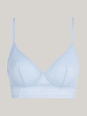 Essential Logo Mesh Unlined Triangle Bra Blue Tommy Hilfiger