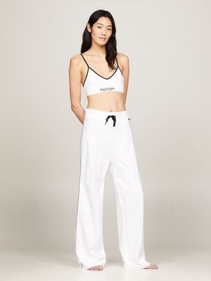 Hilfiger Monotype Contrast Piping Triangle Bra White Tommy Hilfiger