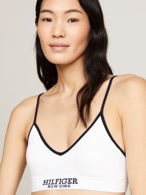 Hilfiger Monotype Contrast Piping Triangle Bra White Tommy Hilfiger