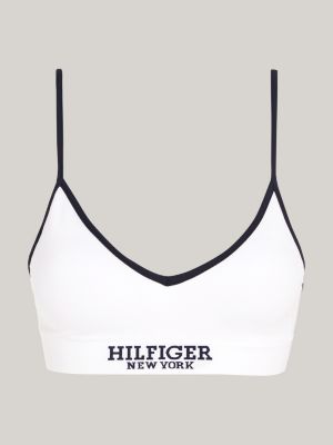 Hilfiger Monotype Contrast Piping Triangle Bra White Tommy Hilfiger