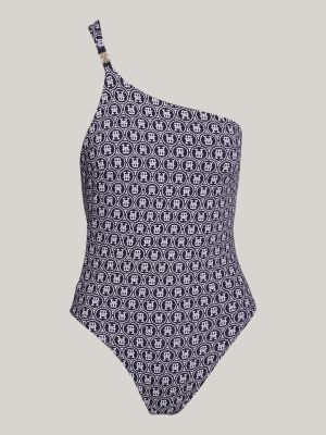 Th Monogram Reversible Badpak Met One Shoulderdesign Blauw Tommy