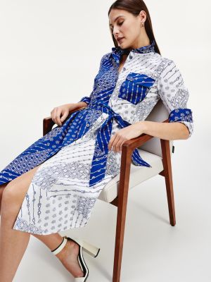Hemdkleid Mit Th Monogramm Print Blau Tommy Hilfiger