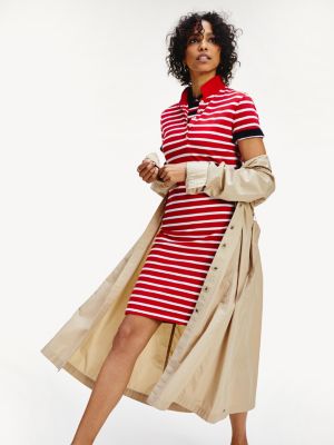 Gestreiftes Slim Fit Polokleid | ROT | Tommy Hilfiger