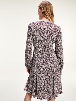 Midi Kleid Aus Viskose Rot Tommy Hilfiger