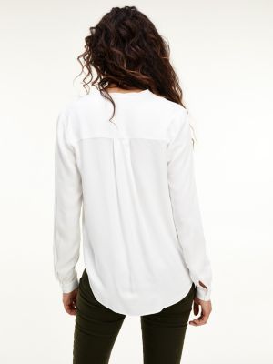 Regular Fit Bluse Aus Viskose Twill Weiß Tommy Hilfiger