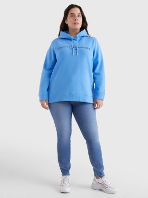 Curve Fleece Hoodie Mit Logo Blau Tommy Hilfiger