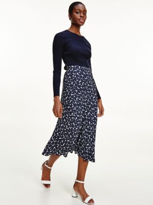 Midi-Rock aus Viskose-Krepp | BLAU | Tommy Hilfiger
