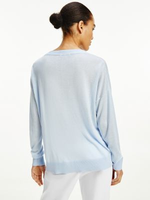 Relaxed Fit Pullover Mit Rundhalsausschnitt Blau Tommy Hilfiger