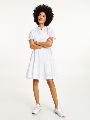 Fit And Flare Kleid Aus Baumwoll Voile Weiß Tommy Hilfiger