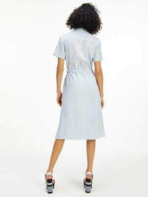 Kurzarm Hemdkleid Aus Reinem Leinen Blau Tommy Hilfiger