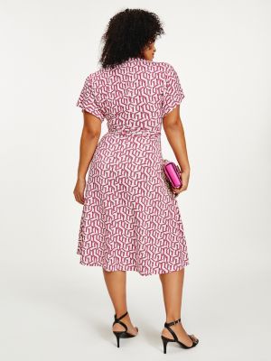 Curve Midi Wikkeljurk Van Viscose Jersey Roze Tommy Hilfiger