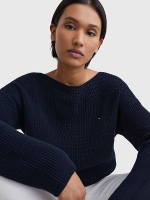 Relaxed Fit Trui Met Boothals Blauw Tommy Hilfiger