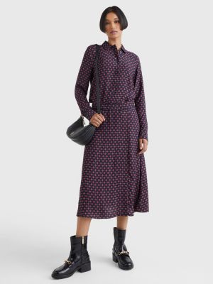 Foulard Print Crepe Midi Skirt Blue Tommy Hilfiger
