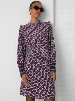 Th Monogram Fit And Flare Kleid Aus Viskose Rot Tommy Hilfiger