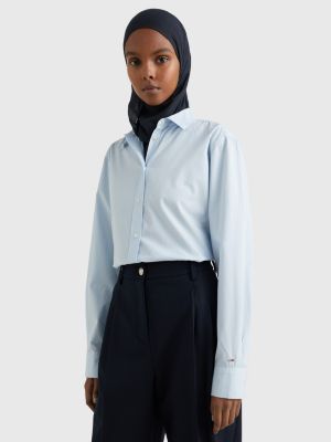 Relaxed Fit Bluse Aus Popeline Blau Tommy Hilfiger