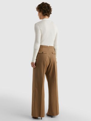 Krijtstreep Pantalon Met Wijde Fit Beige Tommy Hilfiger
